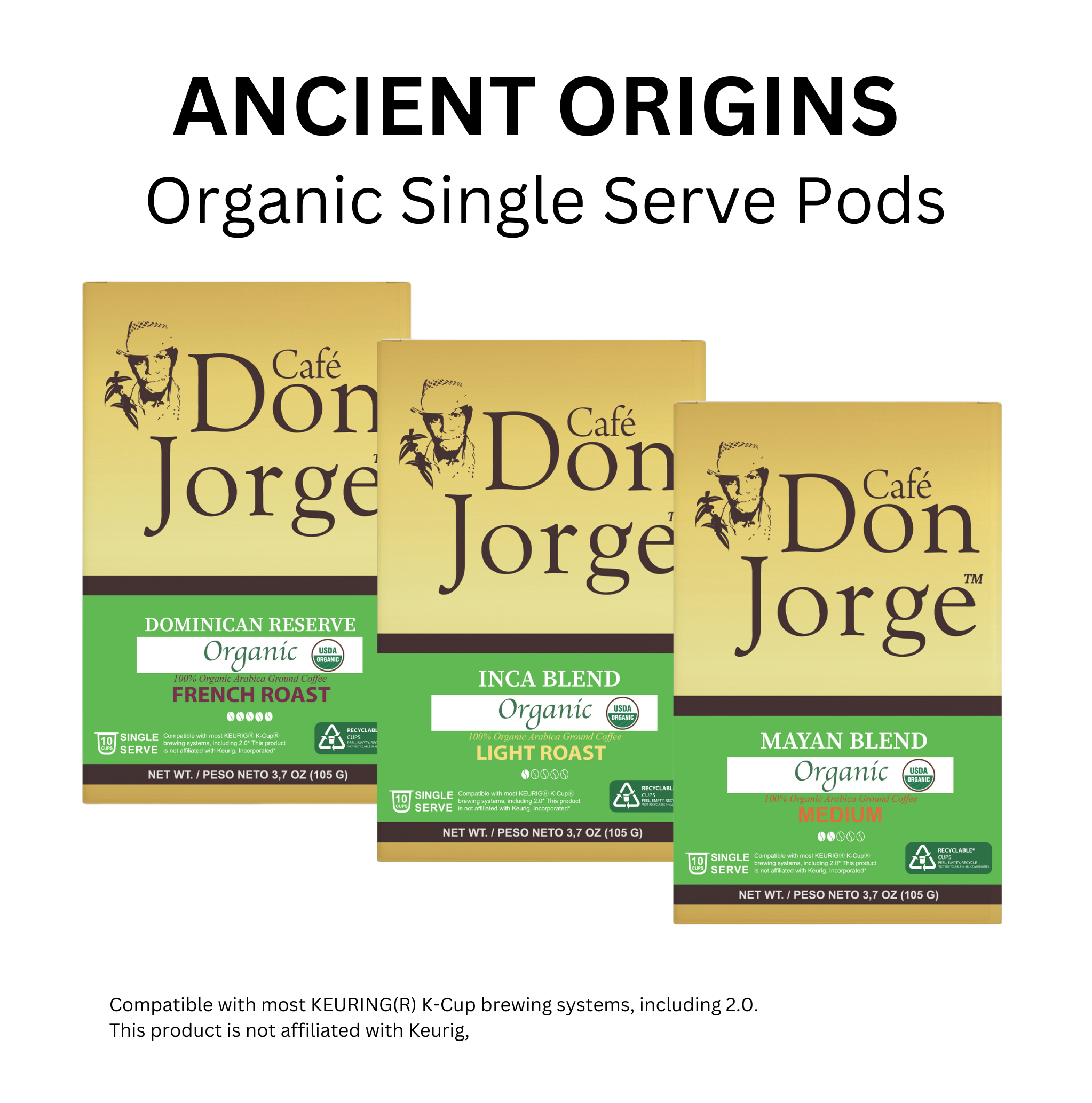 Ancient Origins Organic - Single Serve Pods - 3 - 10 Packs – Cafè Don Jorge