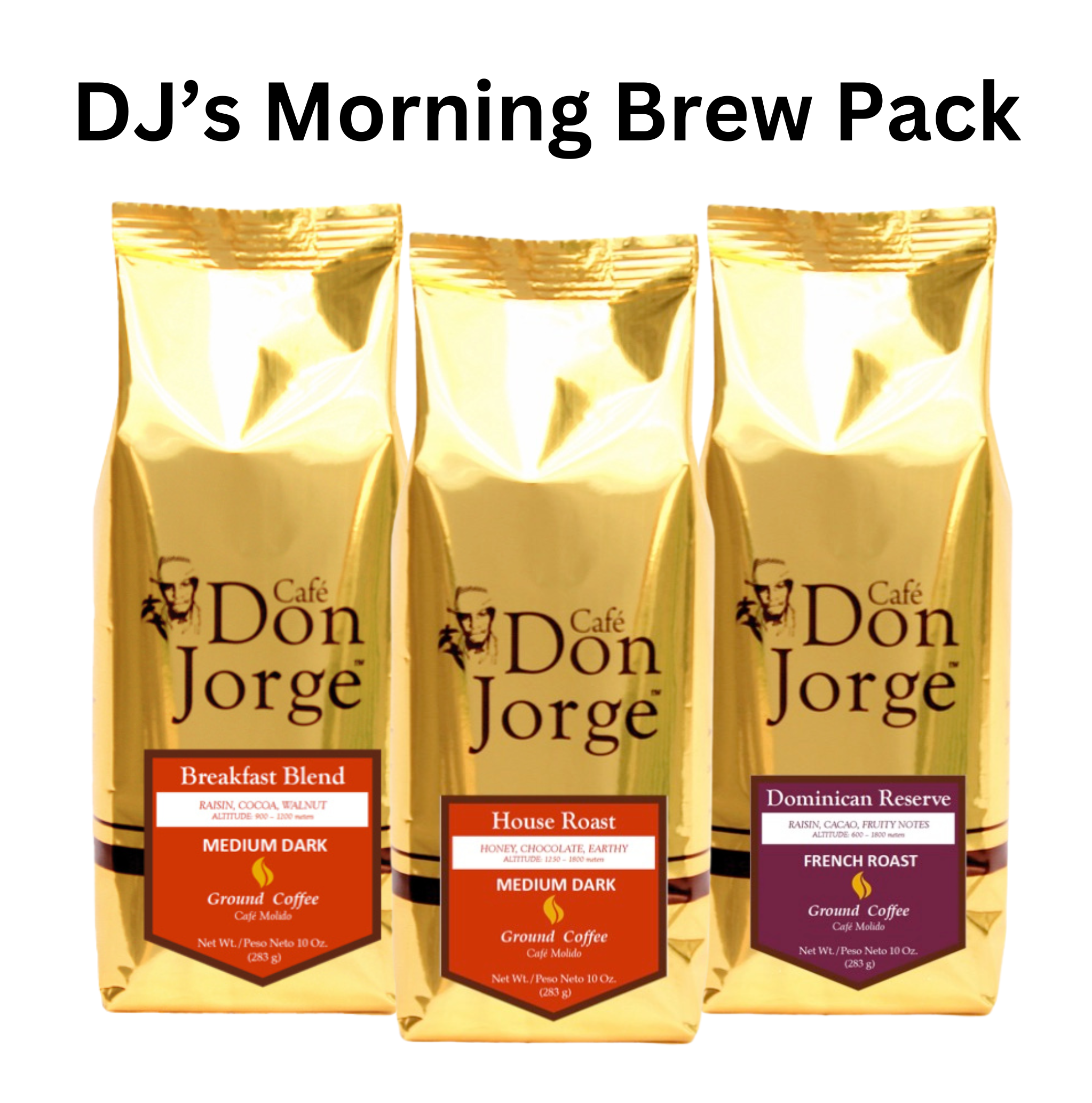 DJ's Morning Brew Pack | 3 - 8 oz. Ground Coffee Bags – Cafè Don Jorge